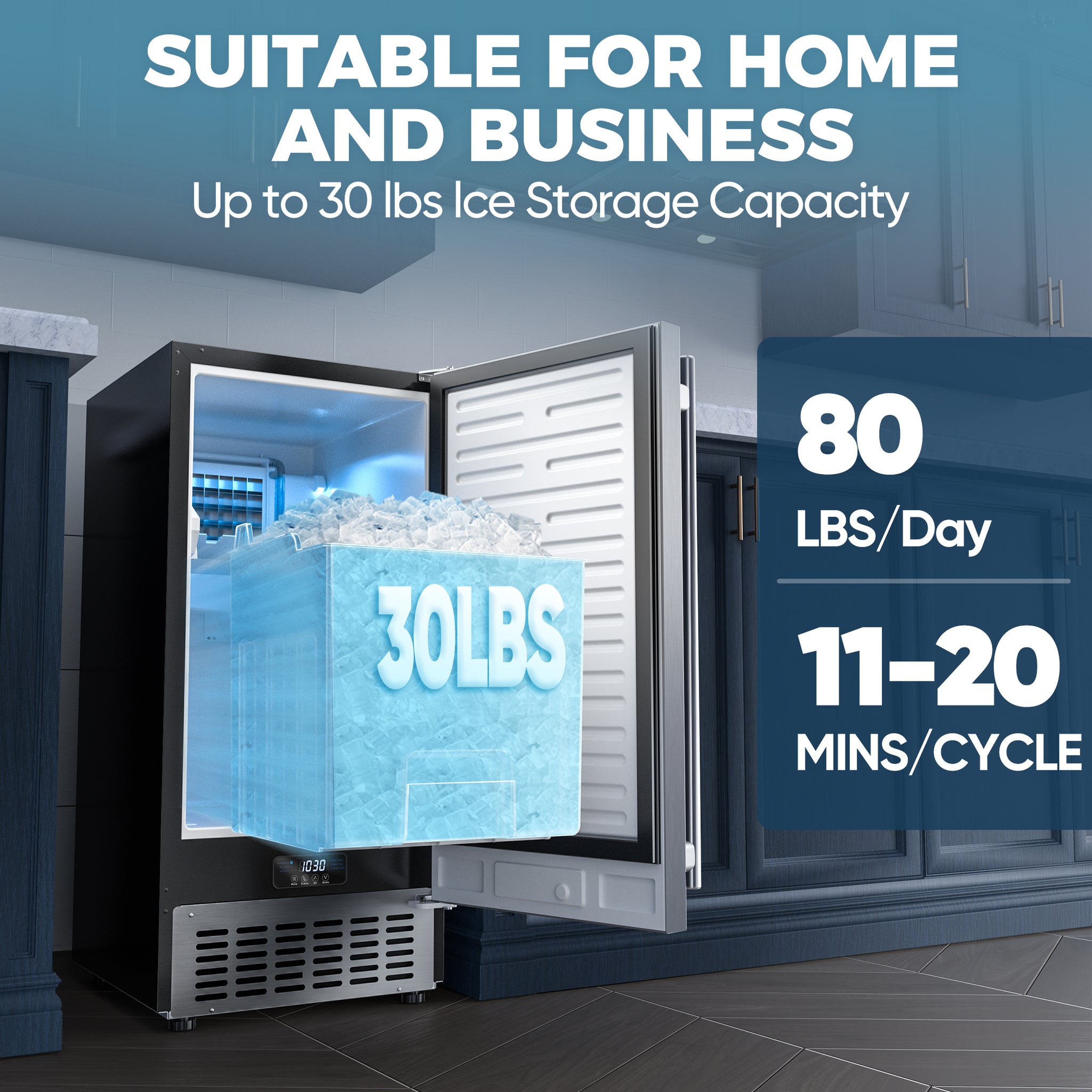 Coolski Commercial Under Counter Ice Maker Machine, Stainless Steel Bu ...