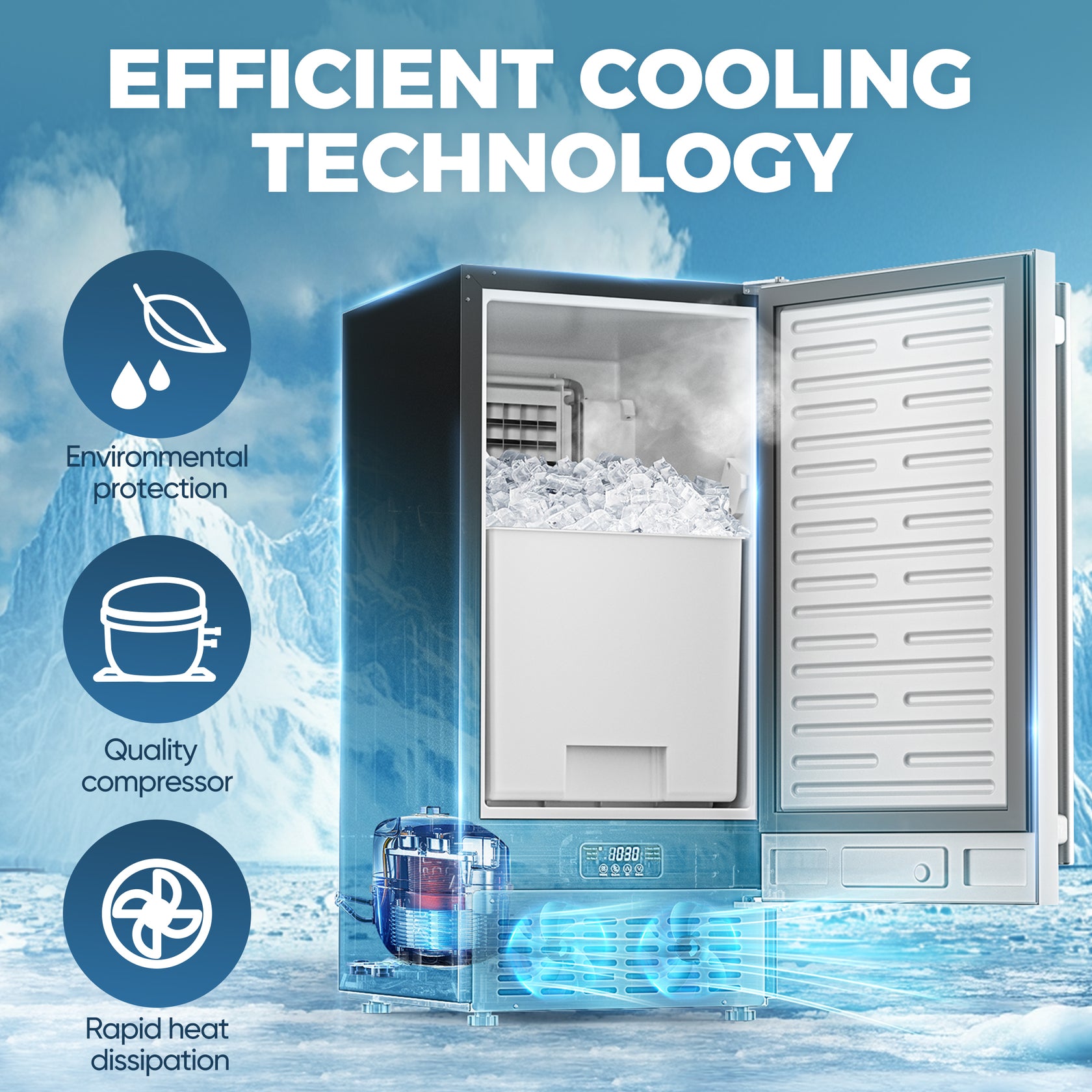 Coolski Commercial Under Counter Ice Maker Machine, Stainless Steel Bu ...